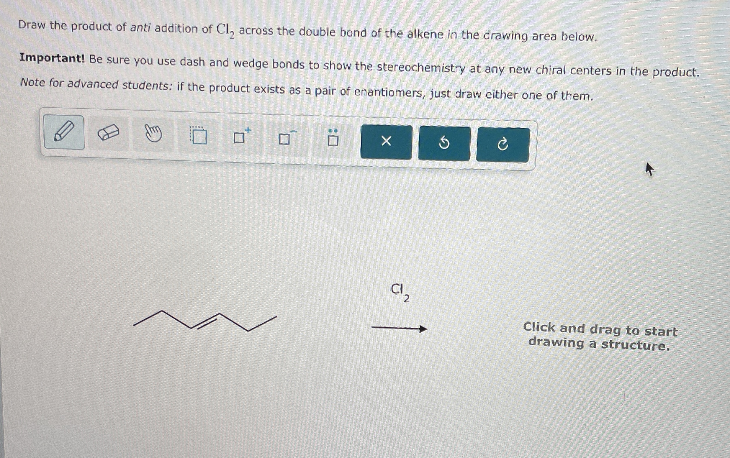 Solved Draw the product of anti addition of Cl2 ﻿across the | Chegg.com