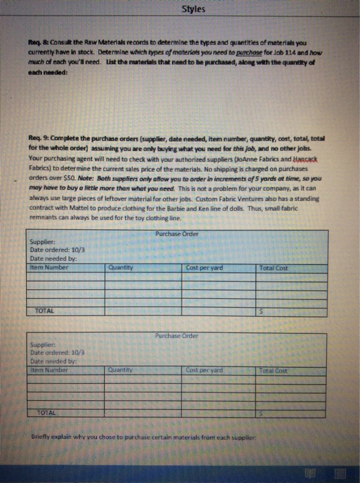 Font P aragraph Req. 4 The production engineers | Chegg.com