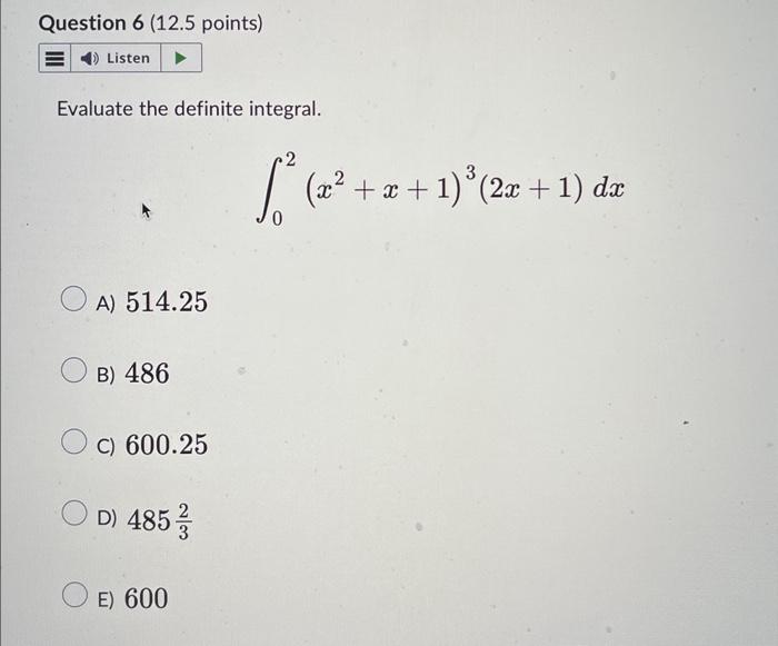 Solved Evaluate the definite integral. ∫02(x2+x+1)3(2x+1)dx | Chegg.com