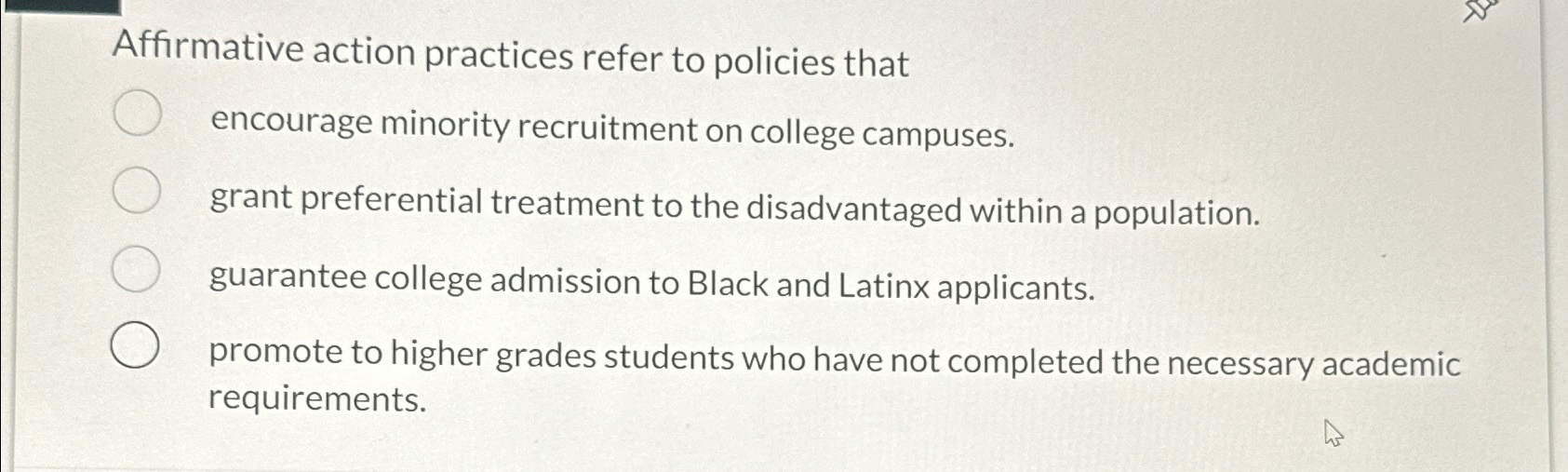 Solved Affirmative action practices refer to policies that | Chegg.com