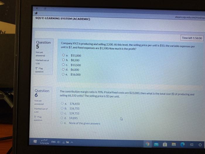 Solved SQU E-LEARNING SYSTEM (ACADEMIC) | Chegg.com