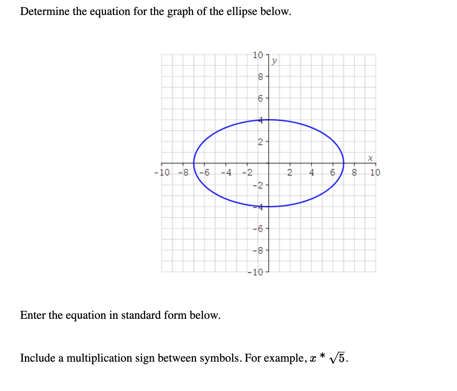 Solved Determine the equation for the graph of the ellipse | Chegg.com