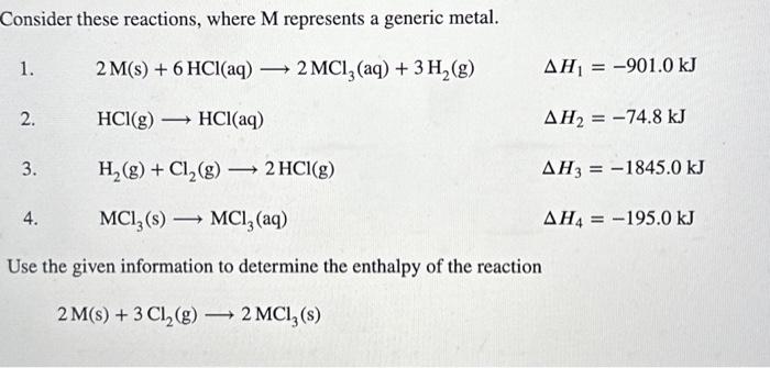 Solved Consider these reactions, where M represents a | Chegg.com