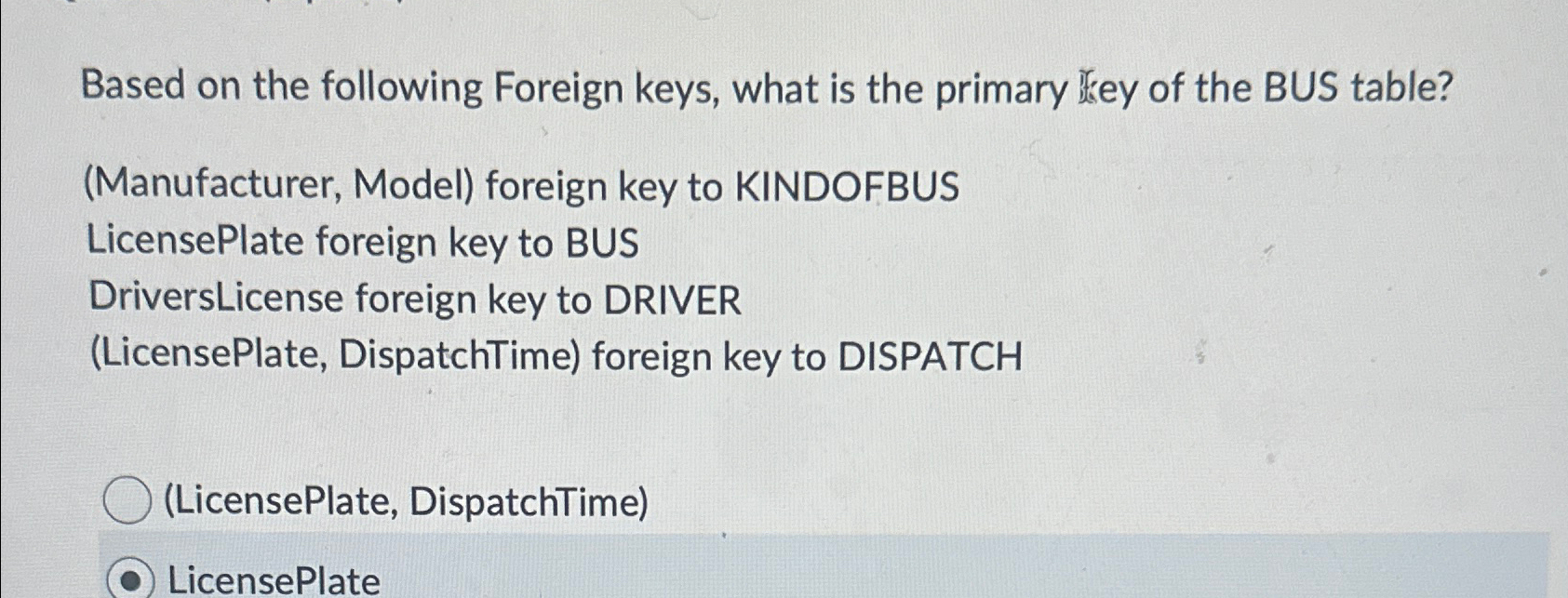 Solved Based on the following Foreign keys, what is the | Chegg.com