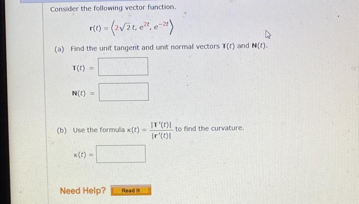 Solved Consider the following vector function. | Chegg.com