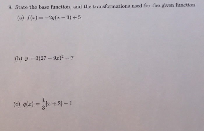 Solved state the base function, and the transformations used | Chegg.com