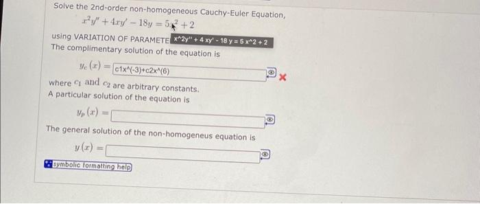 Solved Solve the 2 nd-order non-homogeneous Cauchy-Euler | Chegg.com