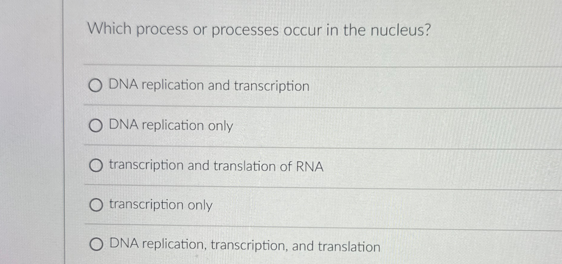 Solved Which process or processes occur in the nucleus?DNA | Chegg.com