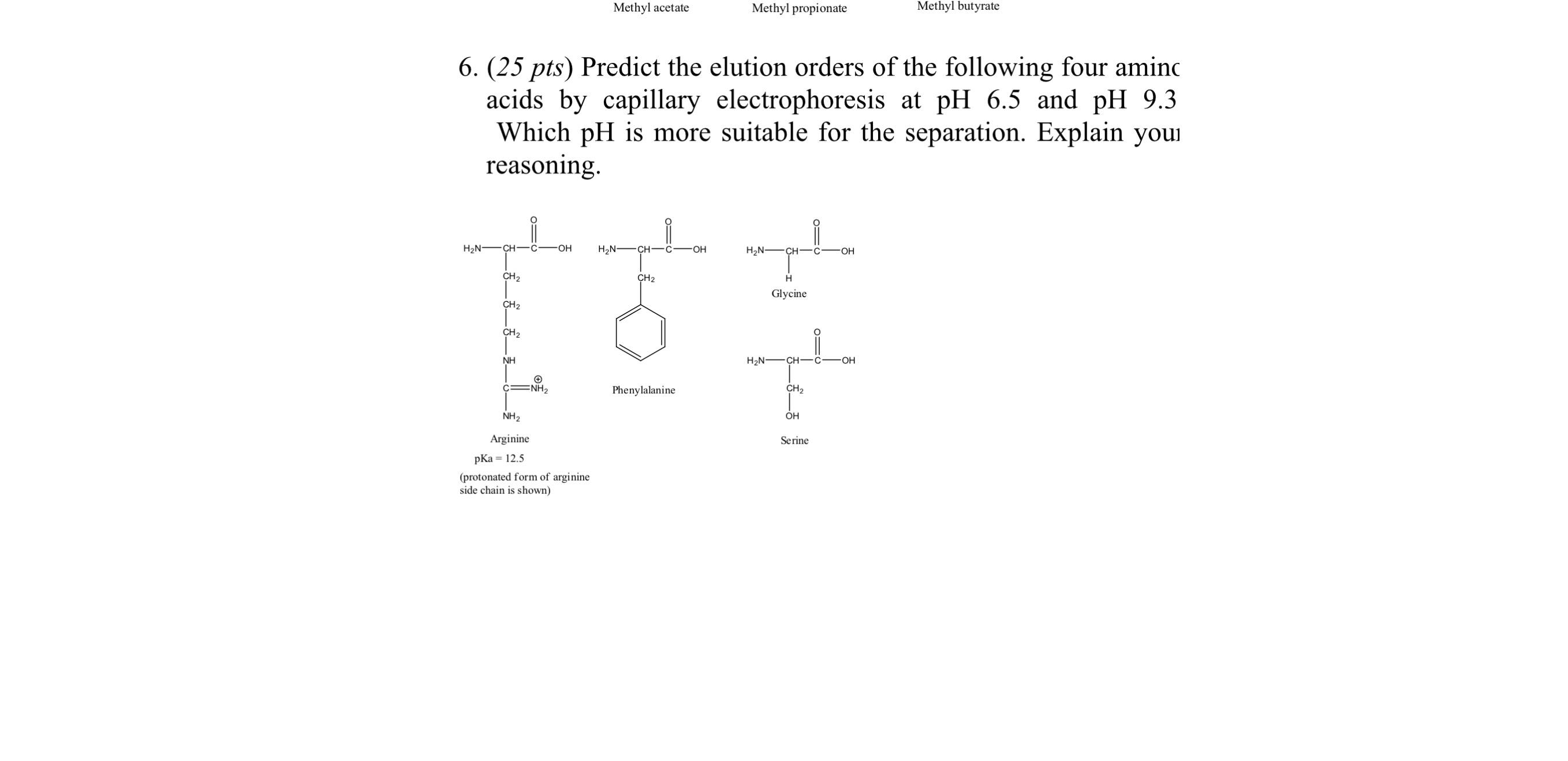 Solved Methyl acetateMethyl propionateMethyl butyrate6. (25 | Chegg.com