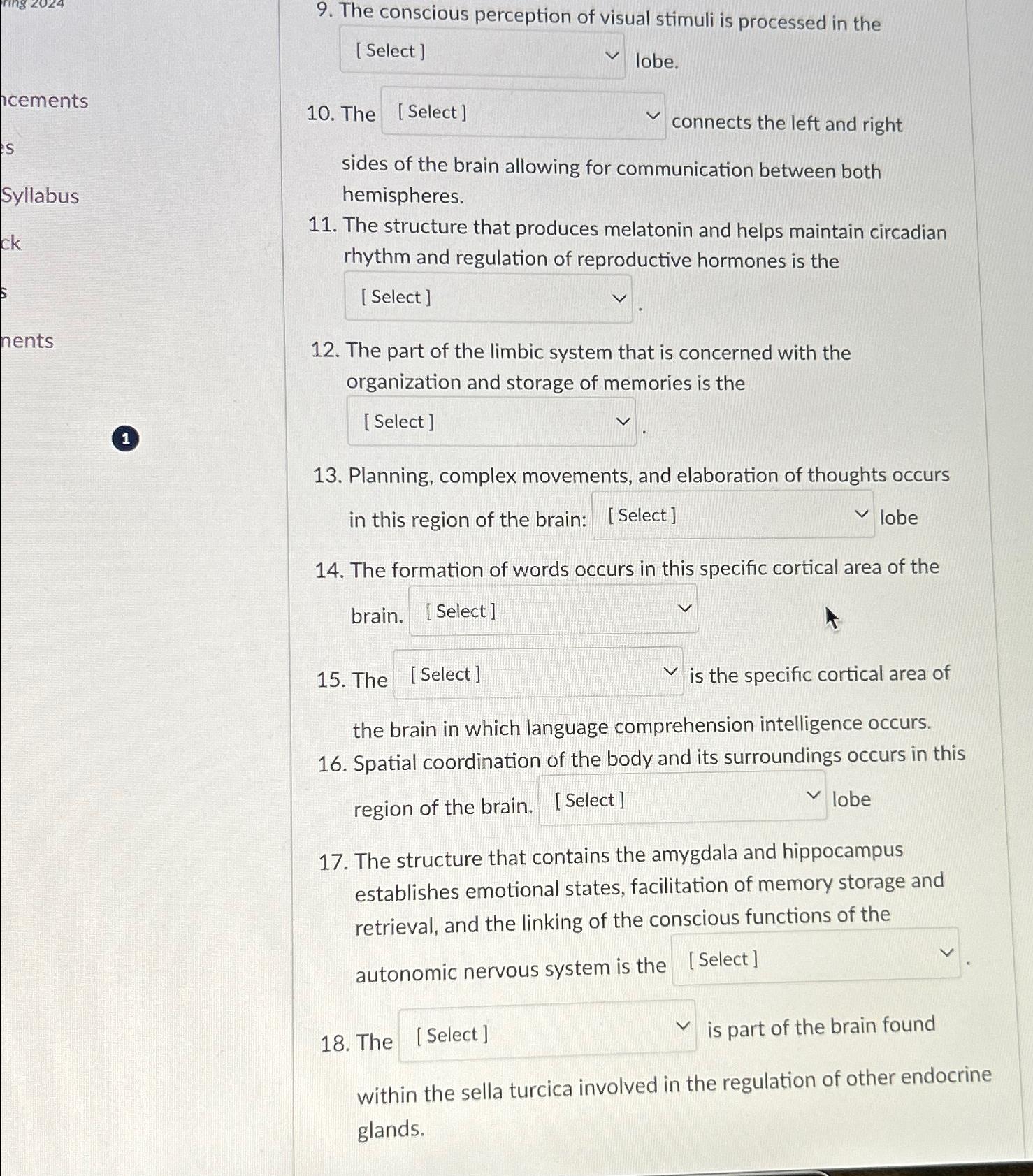 Solved The conscious perception of visual stimuli is | Chegg.com