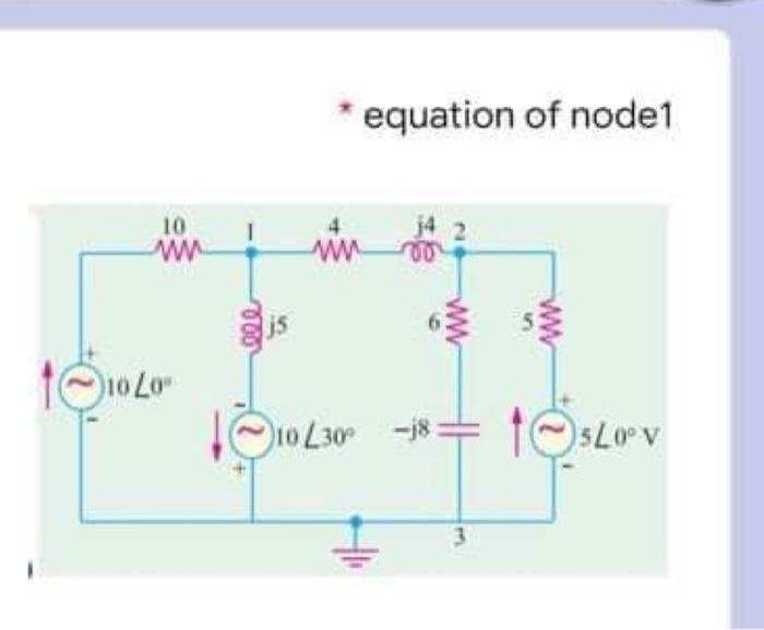 Solved equation of node1 10 w in is 10 Low 10230º =j&= | Chegg.com