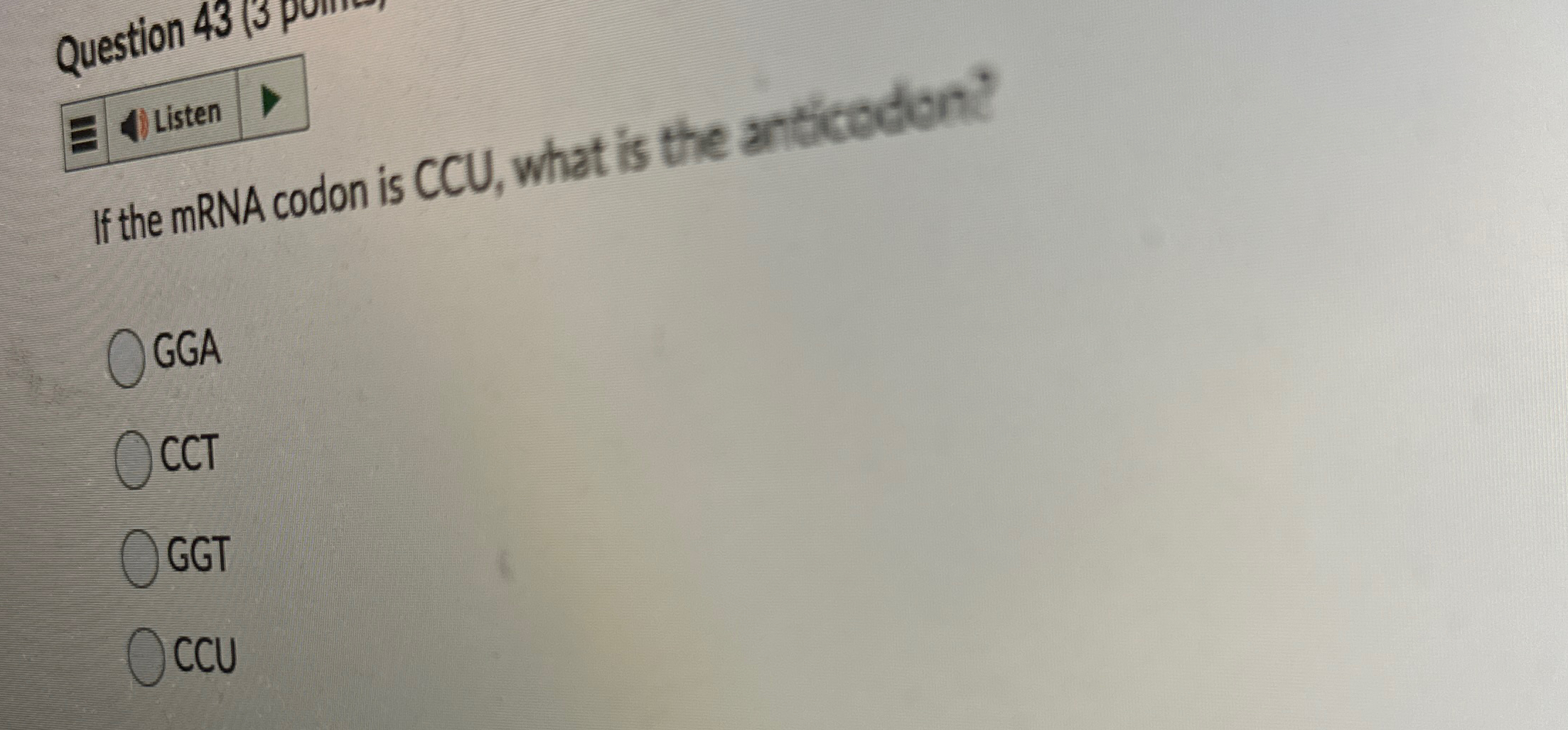 Solved II the mRNA codon is CCU, what is the | Chegg.com