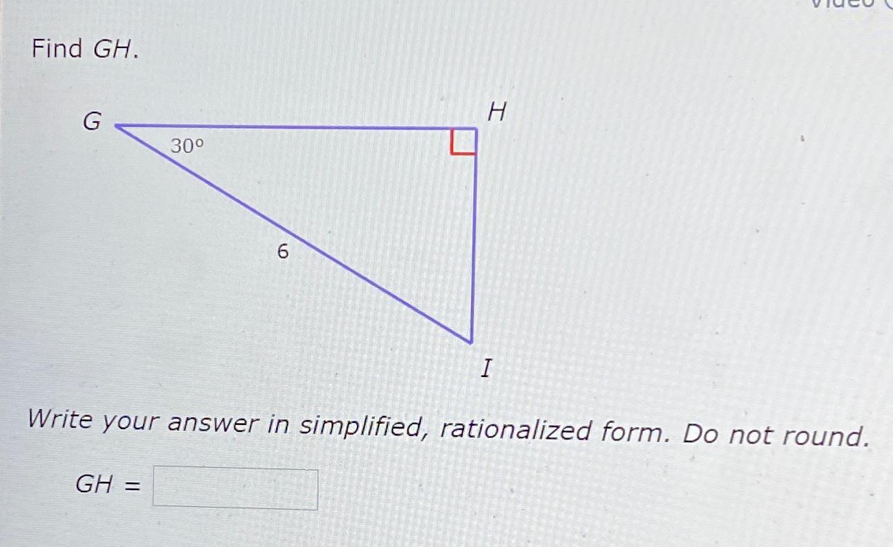 Solved Find GH.Write your answer in simplified, rationalized | Chegg.com