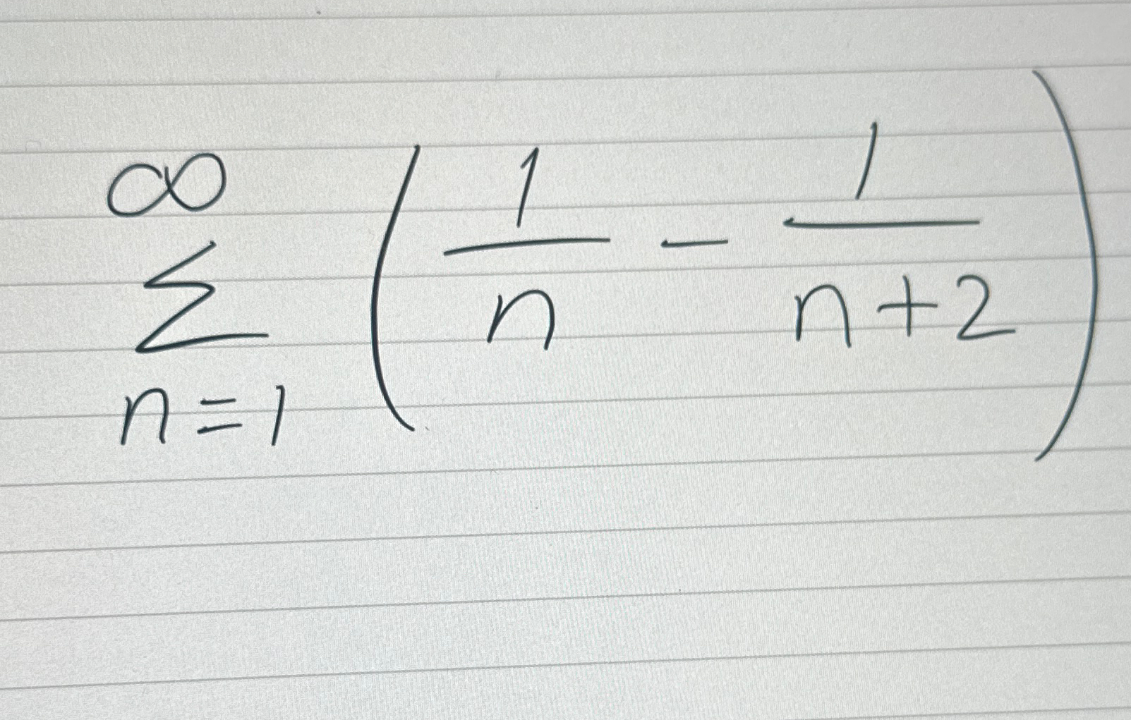 Solved ∑n=1∞(1n-1n+2) ﻿Determine the divergence or | Chegg.com