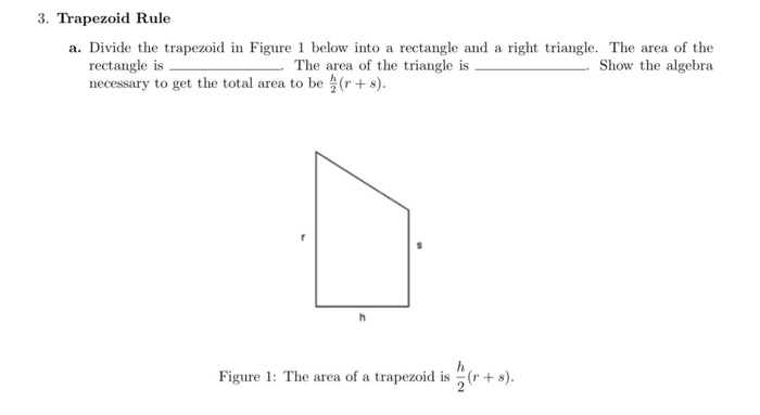 Solved 3. Trapezoid Rule a. Divide the trapezoid in Figure 1 | Chegg.com