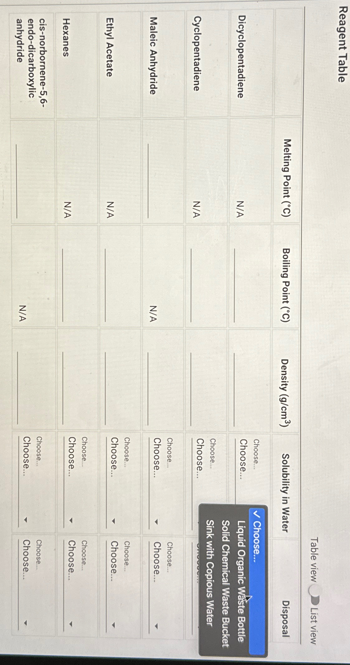 Solved Reagent Table, please help answer. | Chegg.com