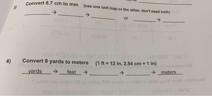Solved c. Convert 8.7 cm to mm Conve 3) (use one unit map or | Chegg.com