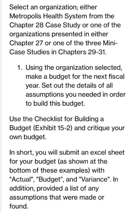 Select an organization; either Metropolis Health | Chegg.com