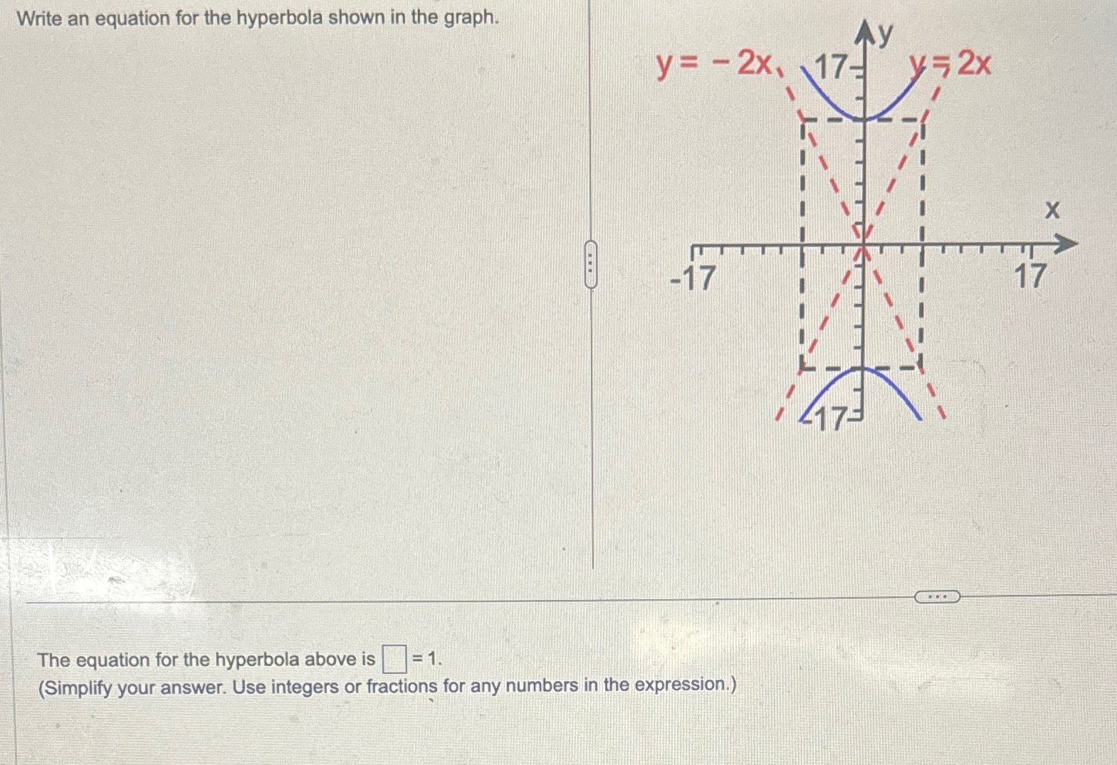 Solved Write an equation for the hyperbola shown in the | Chegg.com