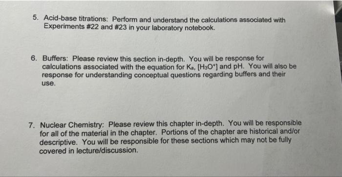 5. Acid-base titrations: Perform and understand the | Chegg.com