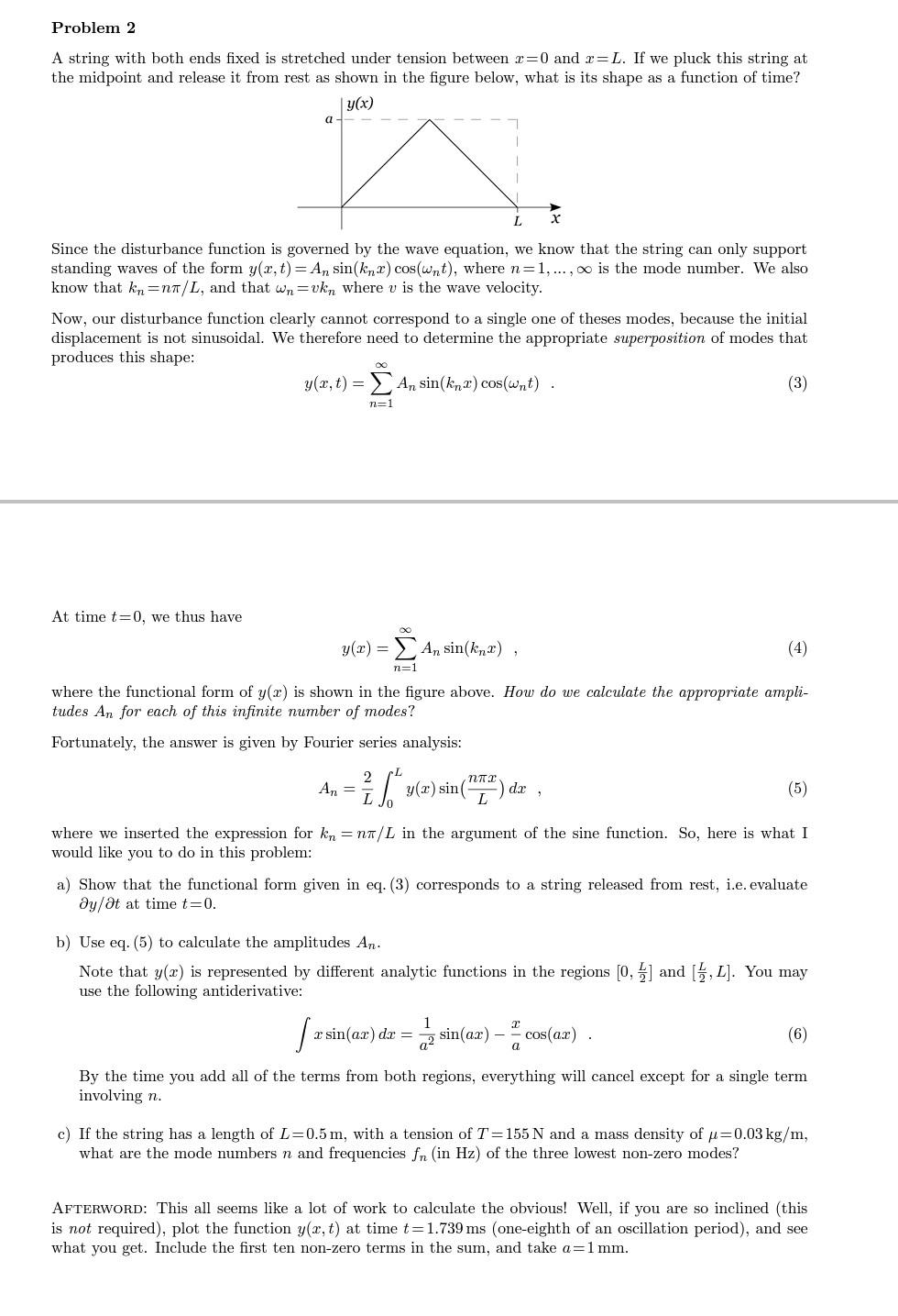 Solved A string with both ends fixed is stretched under | Chegg.com