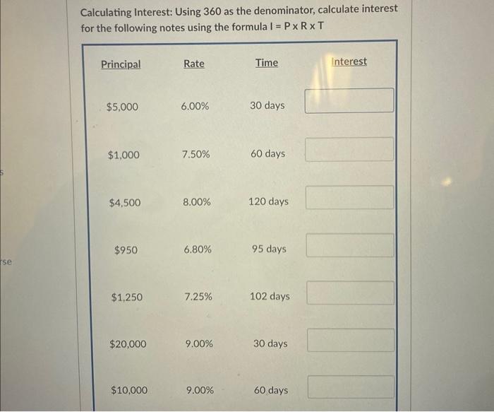 [Solved]: a. 1a.2b. 1b.2 Calculating Interest: Using 360 as