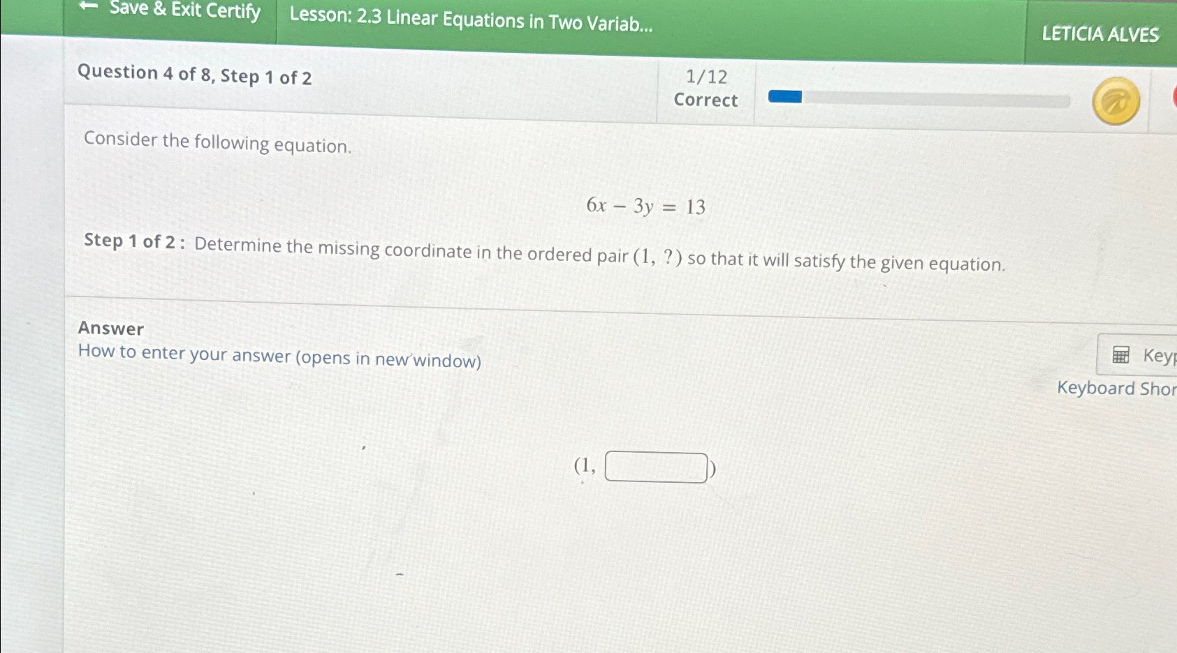 Solved Save & Exit CertifyLesson: 2.3 ﻿Linear Equations in | Chegg.com
