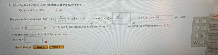 Solved Explain why the function is differentiable at the | Chegg.com