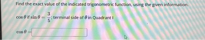 Solved Find the exact value of the indicated trigonometric | Chegg.com
