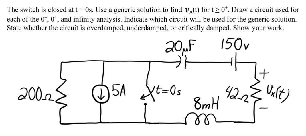 Solved Do NOT use S domain analysis. The switch is closed at | Chegg.com