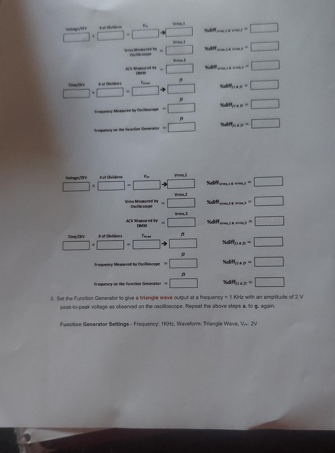 Solved EXPERIMENT 3 FUNCTION GENERATOR AND OSCILLOSCOPES | Chegg.com