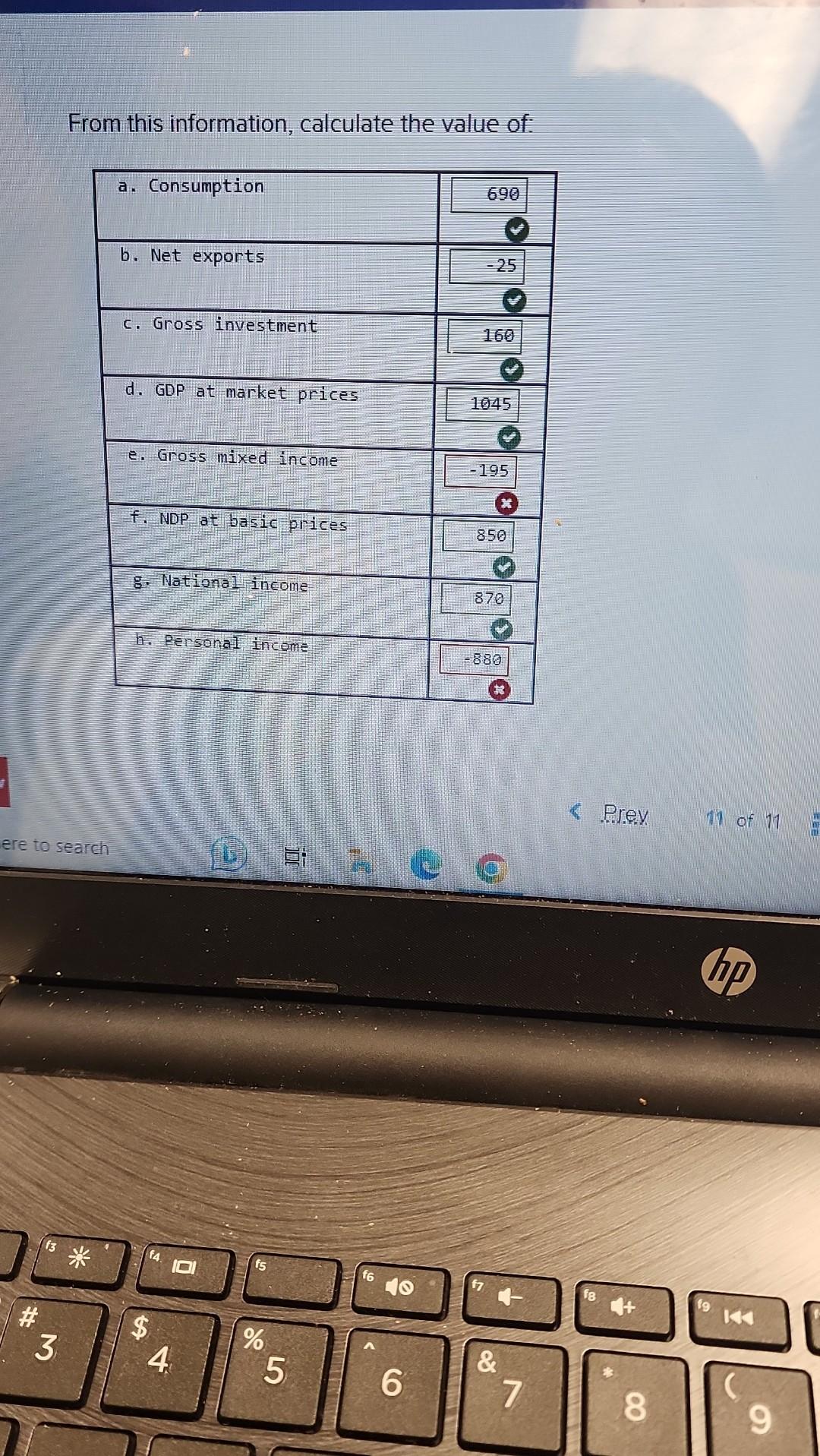 Solved The table below shows some of the national income | Chegg.com