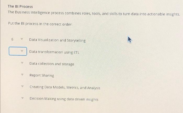 Solved The BI Process The Business Intelligence process | Chegg.com