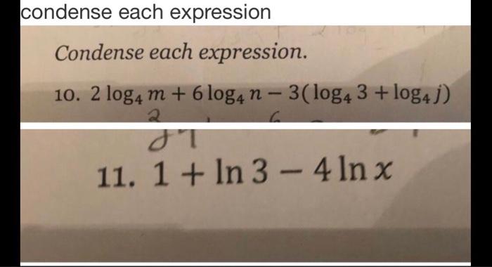 Solved condense each expression Condense each expression. | Chegg.com Solved condense each expression Condense each expression. | Chegg.com