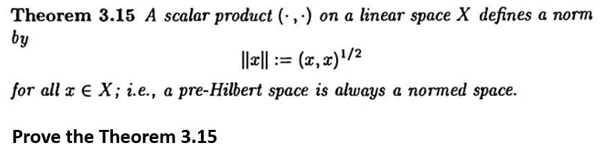 Solved Theorem 3.15 ﻿A scalar product (*,*) ﻿on a linear | Chegg.com