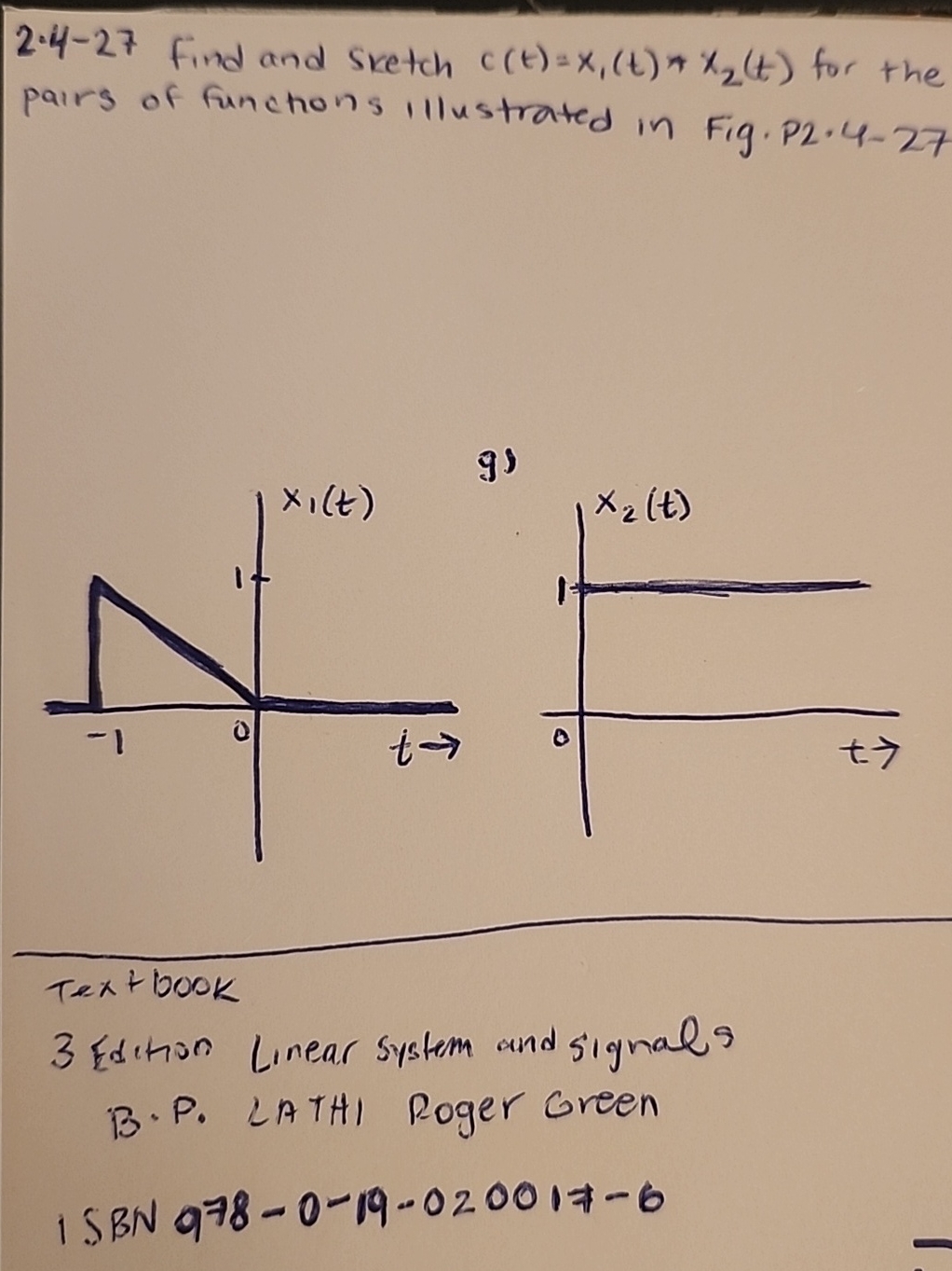 Solved problem 2.4-27 ﻿find and sketchC(t)=X1(t)*X2(t) ﻿for | Chegg.com