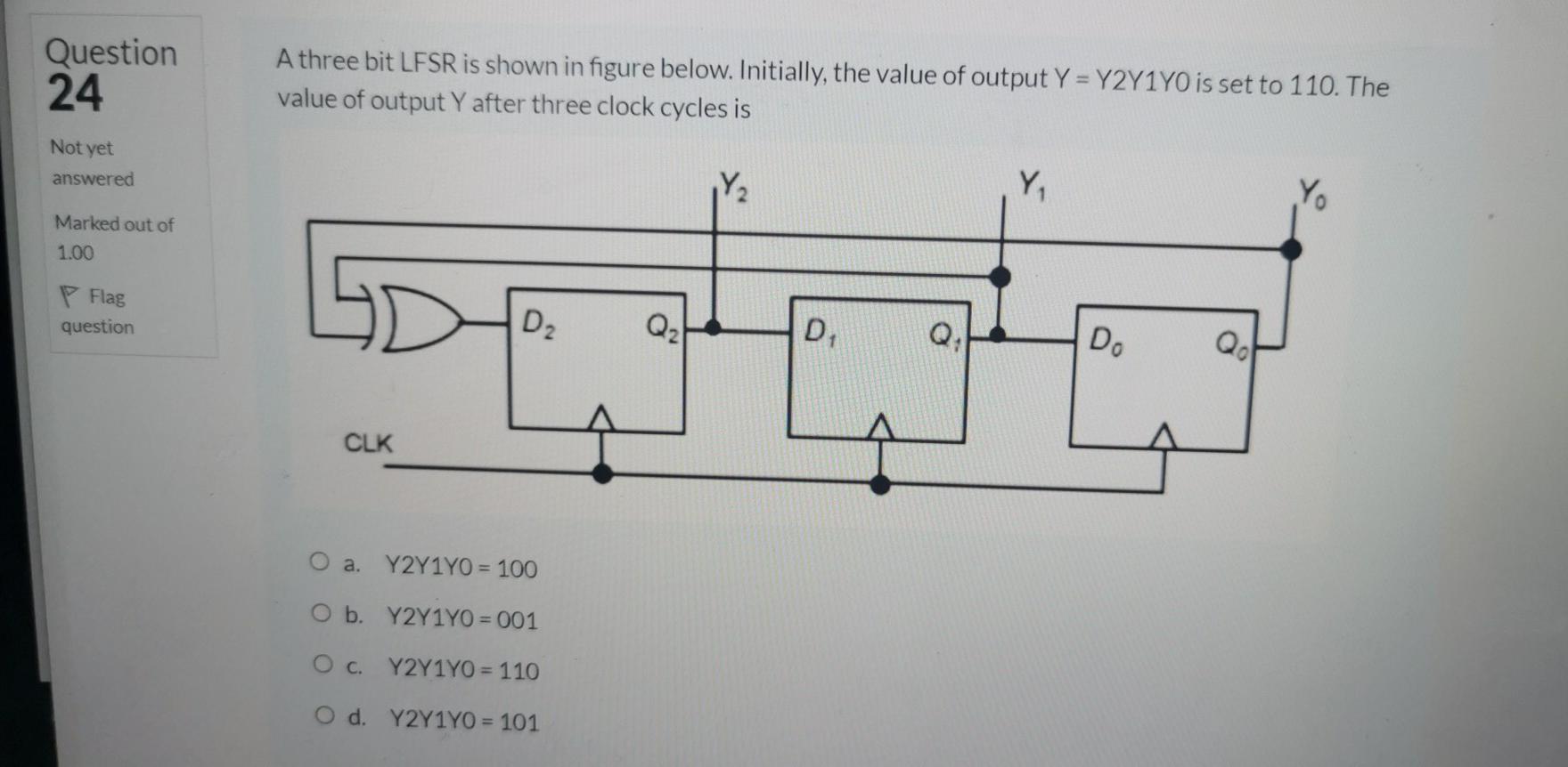 Solved Question 24 A three bit LFSR is shown in figure | Chegg.com