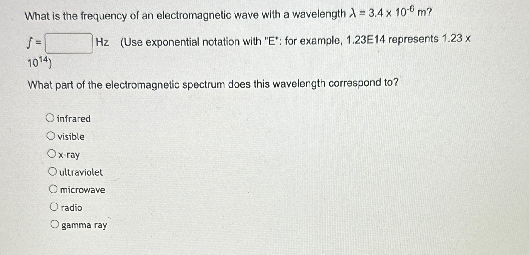 Solved What is the frequency of an electromagnetic wave with | Chegg.com