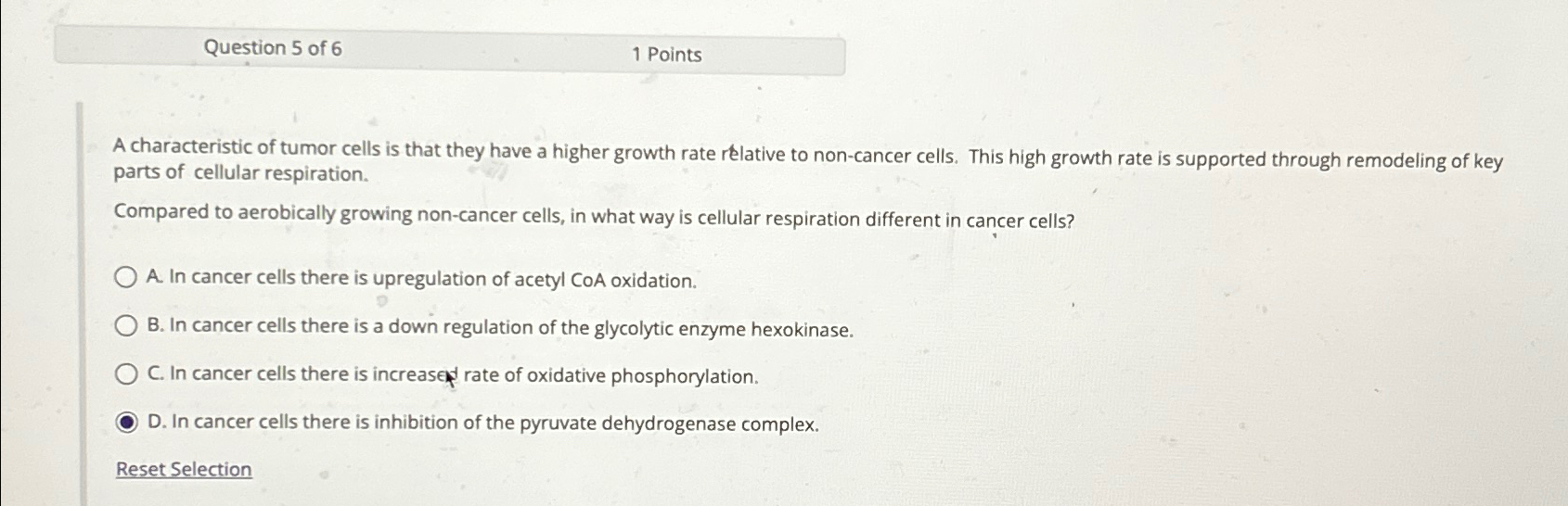 Solved Question 5 ﻿of 61 ﻿PointsA characteristic of tumor | Chegg.com