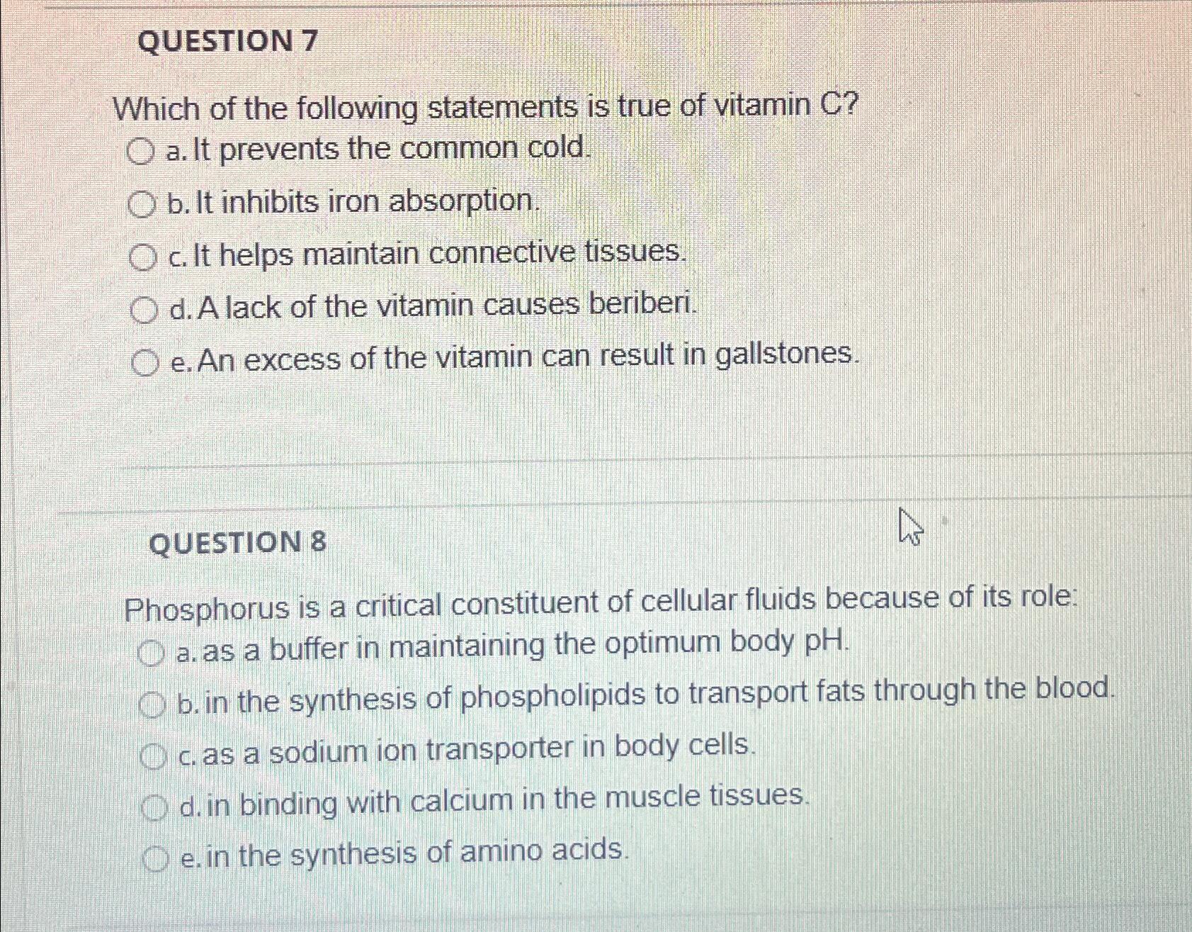 Solved QUESTION 7Which of the following statements is true | Chegg.com