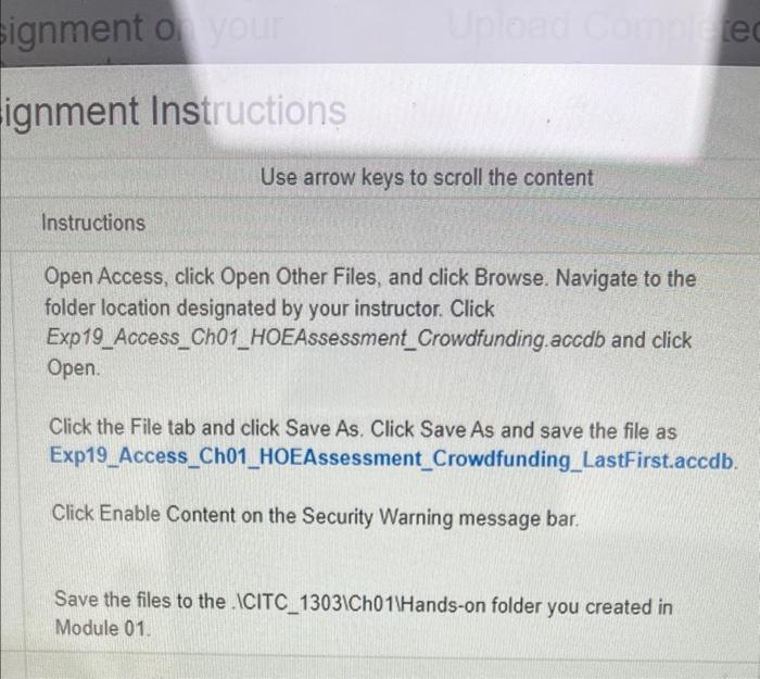 Solved ynment Instructions Use arrow keys to scroll the | Chegg.com