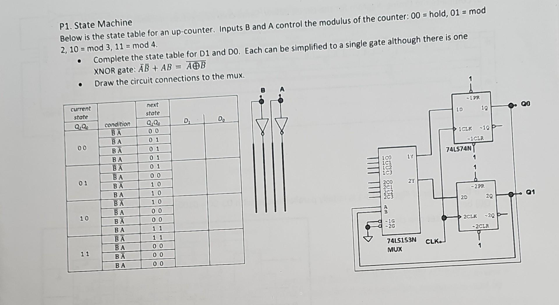 Solved Below is the state table for an up-counter. Inputs B | Chegg.com