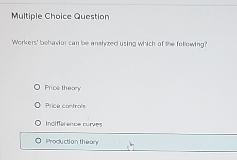 Solved Multiple Choice QuestionWorkers' behavior can be | Chegg.com
