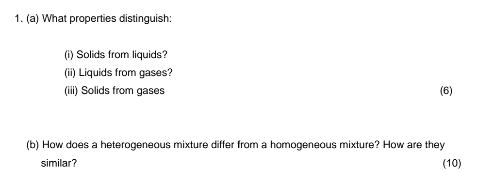 Solved (a) ﻿What properties distinguish:(i) ﻿Solids from | Chegg.com