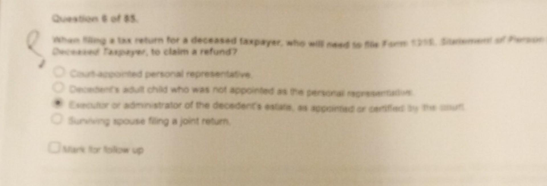 Solved Questions 6 of is. Deverent tapeyer, to claim a | Chegg.com