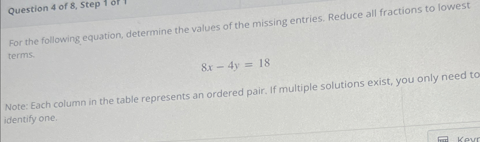 Solved Question 4 ﻿of 8, ﻿StepFor the following equation, | Chegg.com