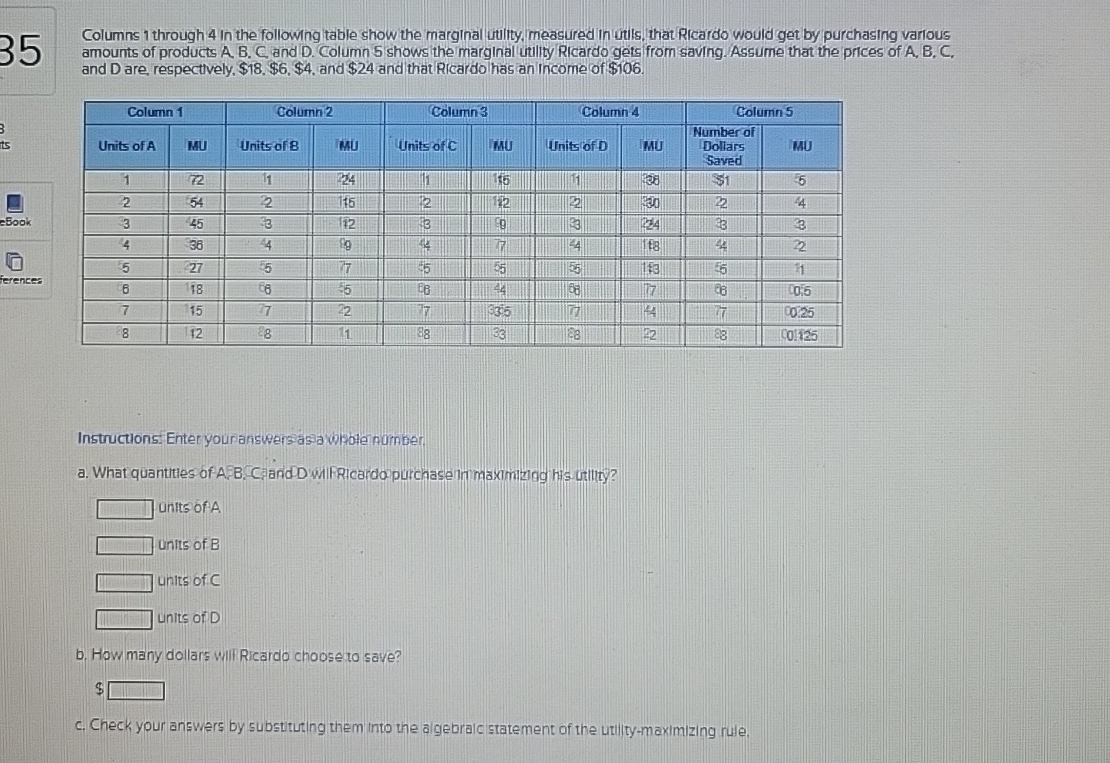 Solved Columns 1 ﻿through 4 ﻿in the following table show the | Chegg.com