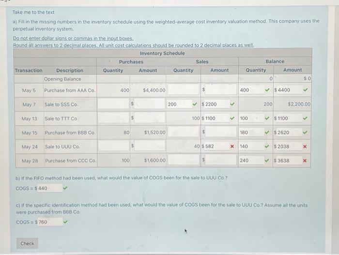 Solved Take me to the text a) Fill in the missing numbers in | Chegg.com