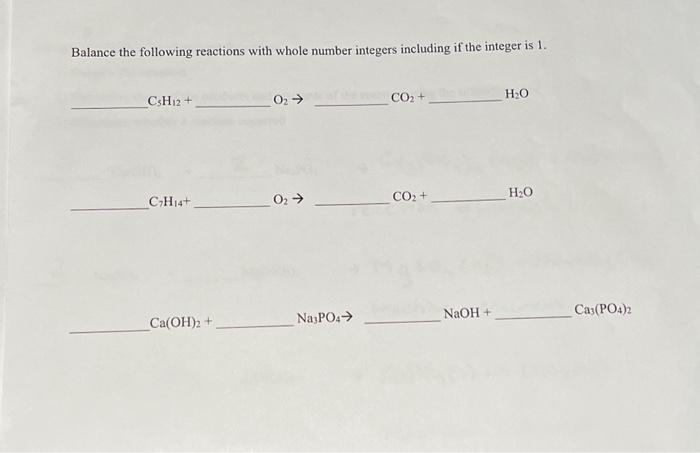 Solved Balance the following reactions with whole number | Chegg.com
