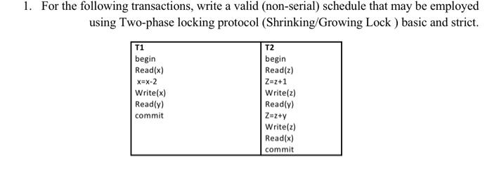 Solved 1 For The Following Transactions Write A Valid 